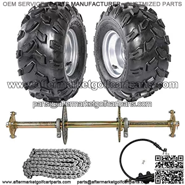 1" Steel Live Axle with 18x9.5-8 Tubeless Wheels Tires Rim and Chain ...
